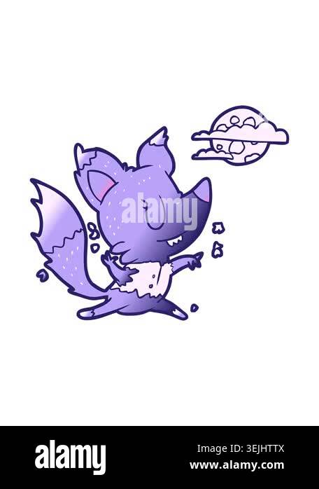 bob and pause animation of halloween werewolf changing in moonlight ...
