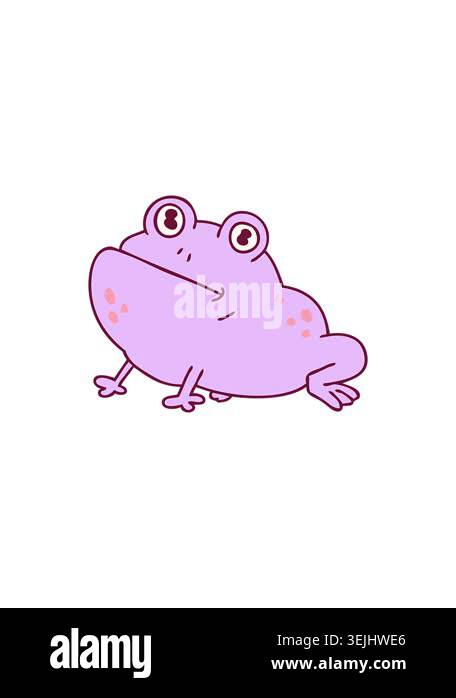 starburst effect animation of hand drawn quirky cartoon frog in bright ...