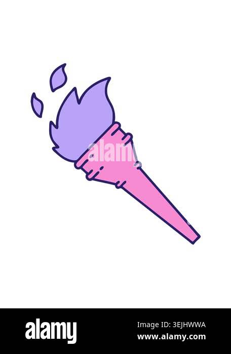jiggle motion animation of iconic tattoo style image of a lit torch ...
