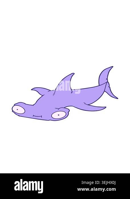 Cartoon shark character swimming with a friendly expression in a ...