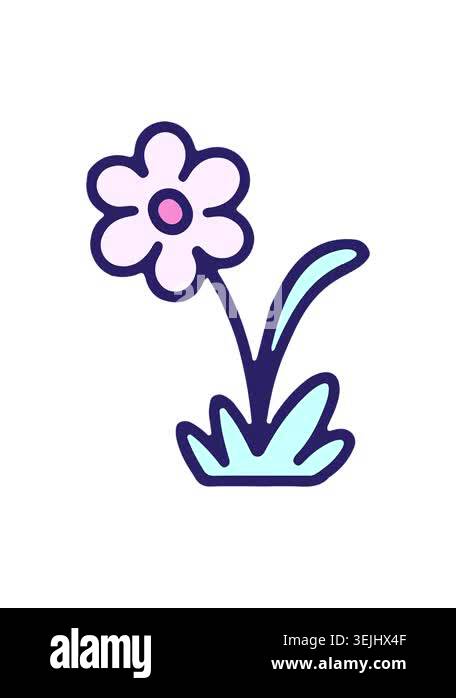 spinning motion animation of cartoon of a simple flower design Stock ...