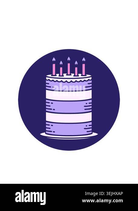 blinking radial lines animation of doodle of birthday cake Stock Video ...