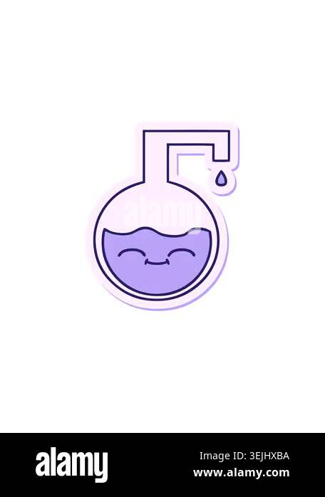 flashy sales animation of sticker of a cute cartoon science experiment ...