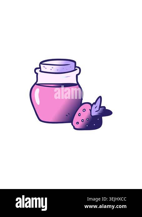 radioactive glowing animation of cartoon jar of strawberry jam Stock ...