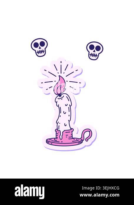 spinning skulls animation of sticker of a tattoo style spooky melting ...