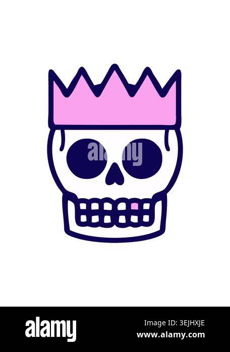 neon light effect animation of iconic tattoo style image of a skull and ...
