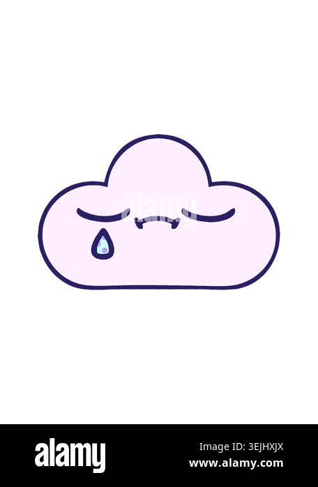 bobbing motion animation of comic book style cartoon of a sad cloud ...