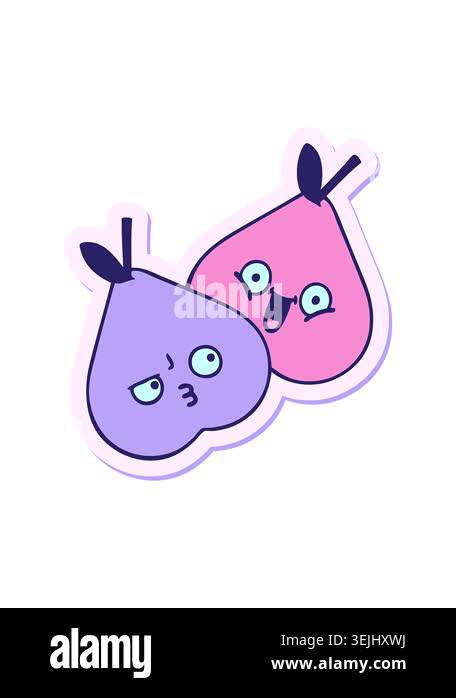 shine light effect animation of sticker of a cute cartoon pears Stock ...
