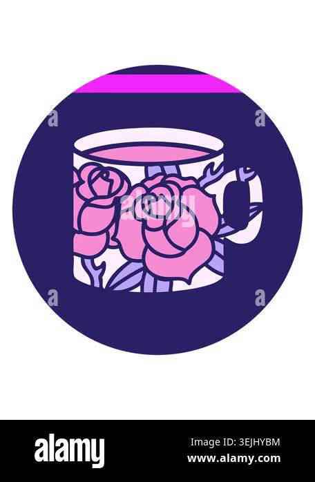 power up animation of illustration of a cup and flowers Stock Video ...