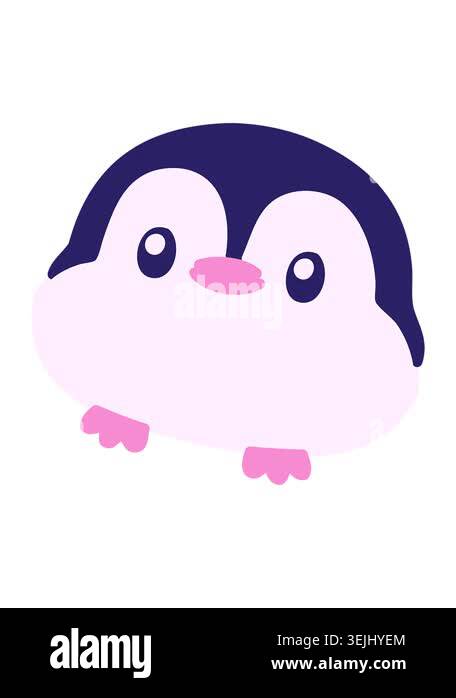 Cute cartoon penguin character with a pink body and purple head ...