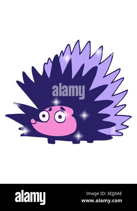 glitter effect animation of cartoon doodle spiky hedgehog Stock Video ...