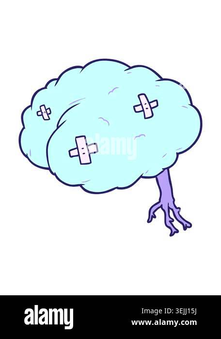 bob and pause animation of cartoon injured brain Stock Video Footage ...