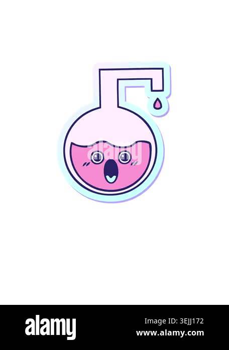 rise and float animation of sticker of a cartoon science experiment ...