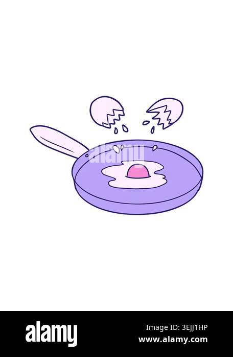 popping motion animation of cartoon pan frying egg Stock Video Footage ...