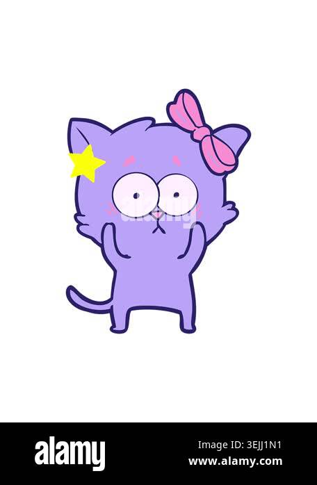 twinkling stars effect animation of a retro cartoon of cat Stock Video ...