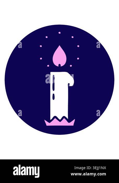 neon light effect animation of iconic tattoo style image of a candle ...