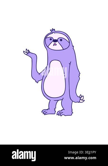 shine light effect animation of hand drawn quirky cartoon sloth Stock ...