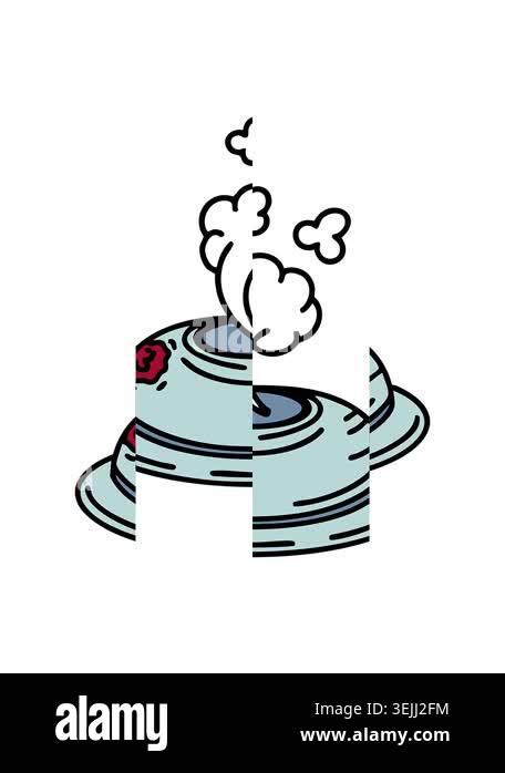 splitting motion animation of covered steaming bowl of japanese food ...