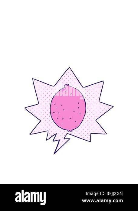 jumping motion animation of cartoon lemon with speech bubble in comic ...