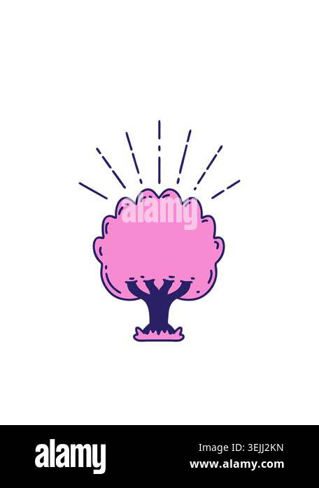 Animated pink tree with radiating lines on a white background. Simple ...