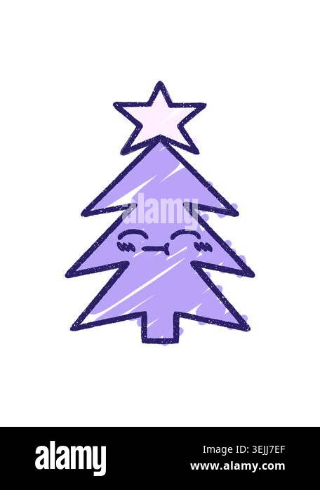jiggle and pause animation of Christmas Tree Chalk illustration Stock ...