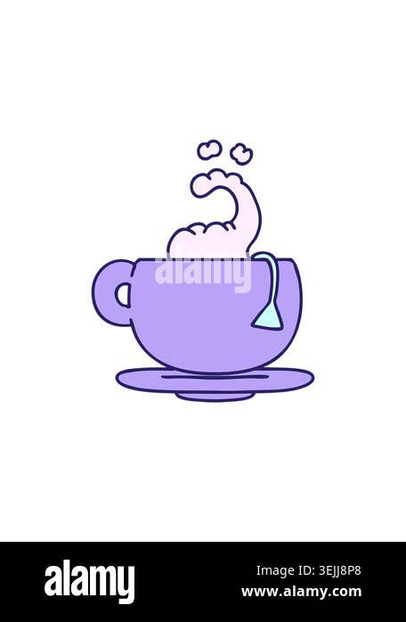 sales flash animation of cartoon steaming hot cup of tea Stock Video ...