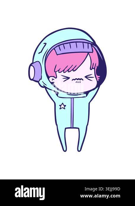 jiggle and pause animation of angry cartoon space girl Stock Video ...