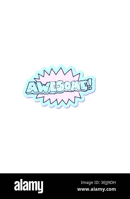 horizontally vibrating animation of sticker of a awesome cartoon shout ...