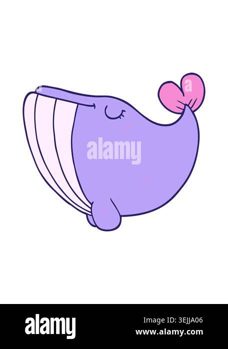 jiggle and pause animation of cartoon cute drawing of whale Stock Video ...