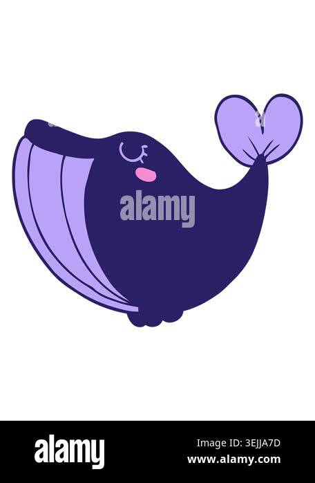Cute purple whale smiling with heart tail Stock Video Footage - Alamy
