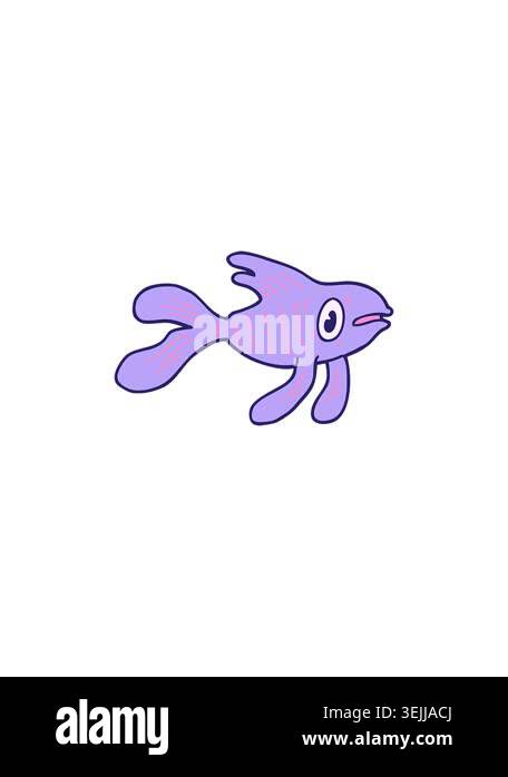 Cartoon purple fish swimming in water Stock Video Footage - Alamy