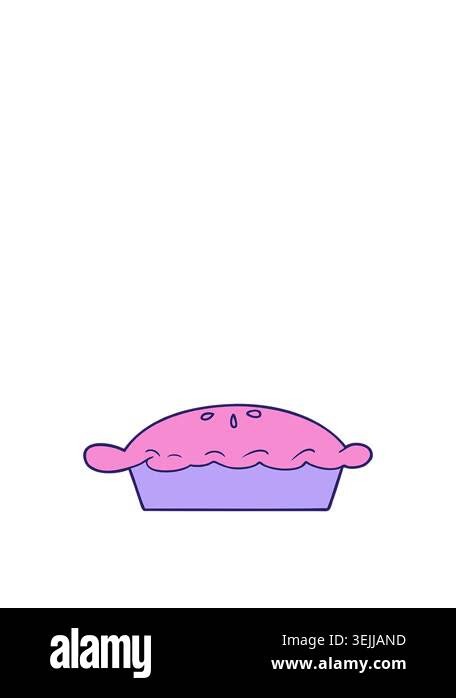 Cartoon pie with pink filling and purple crust Stock Video Footage - Alamy