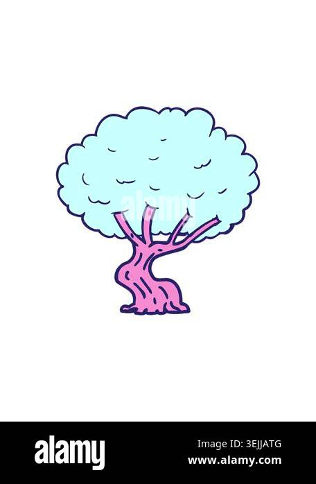 spinning motion animation of cartoon retro tree Stock Video Footage - Alamy