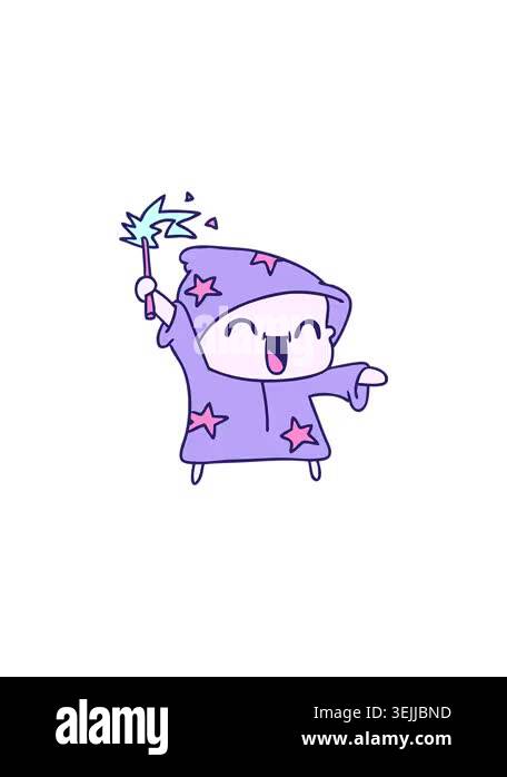 flashy sales animation of freehand drawn cartoon of a happy little ...