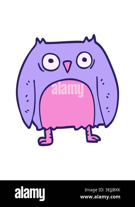 shaking motion animation of funny cartoon doodle owl Stock Video ...