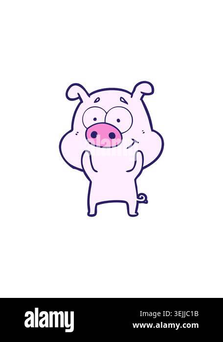 splitting effect animation of cheerful cartoon pig Stock Video Footage ...