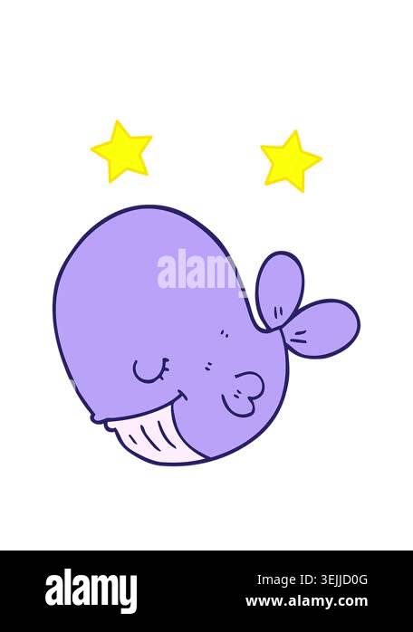 spinning stars animation of cartoon cute illustraton of whale Stock ...