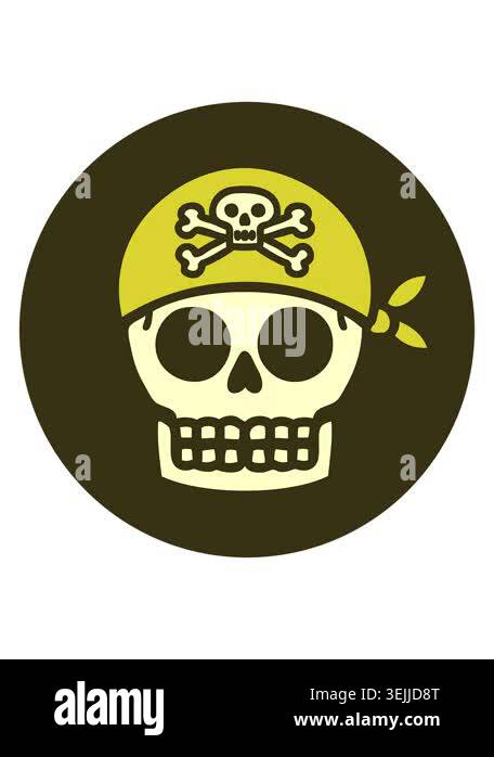 changing color animation of iconic tattoo style image of a pirate skull ...