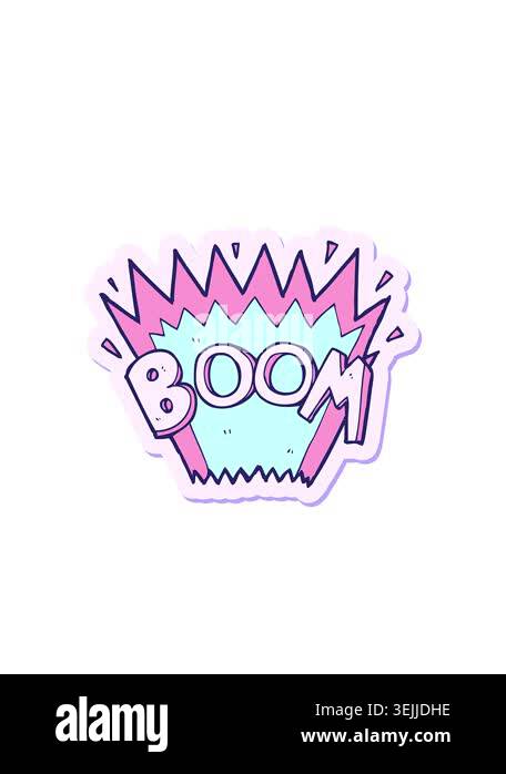 blinking radial lines animation of sticker of a cartoon comic book ...