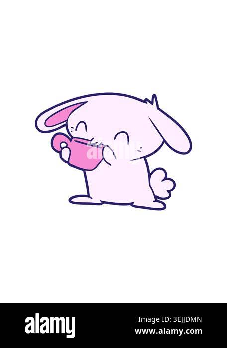 starburst effect animation of cartoon rabbit drinking tea Stock Video ...