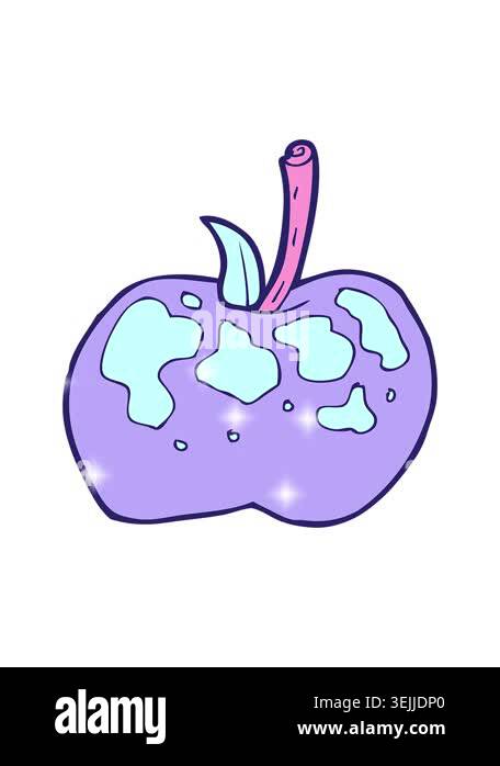 glitter effect animation of freehand drawing of a cartoon apple Stock ...