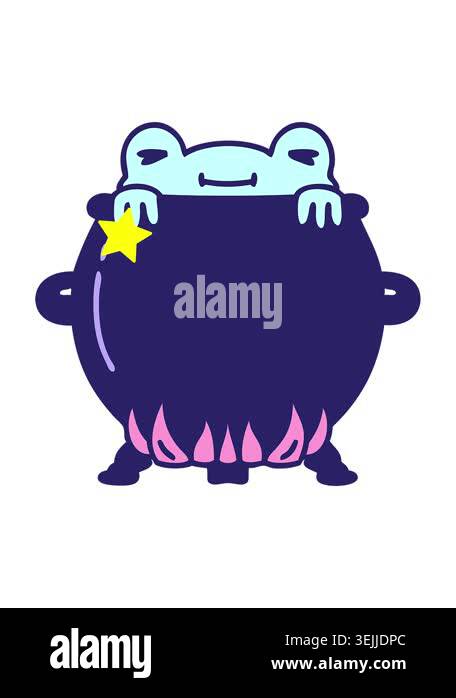 twinkling stars effect animation of a frog bathing in a cauldron Stock ...