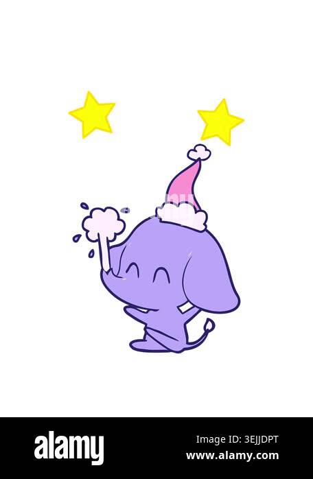 spinning stars animation of cute hand drawn line drawing of a elephant ...