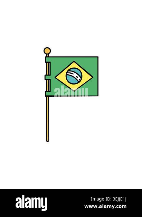 splitting effect animation of brazil national flag on pole Stock Video ...