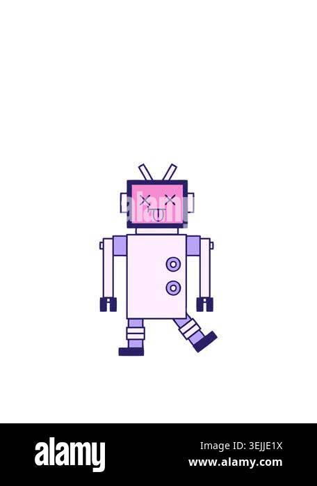 jumping motion animation of cute cartoon of a robot design Stock Video ...