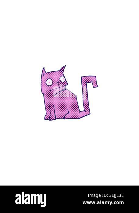radioactive glowing animation of retro cartoon cat doodle Stock Video ...