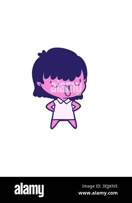 horizontally vibrating animation of cartoon character woman ...