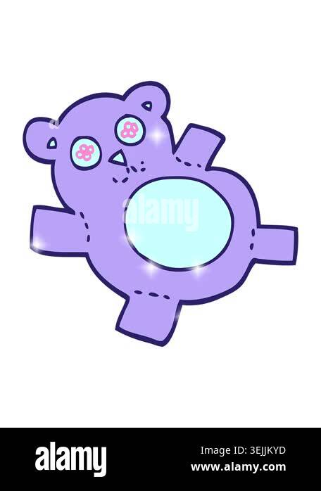 glitter effect animation of hand drawn doodle style cartoon teddy bear ...