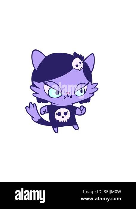 horizontally vibrating animation of cute cartoon tough cat girl Stock ...