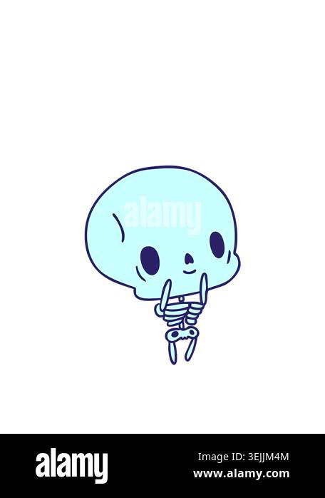 jumping motion animation of cartoon of a kawaii cute dead skeleton ...